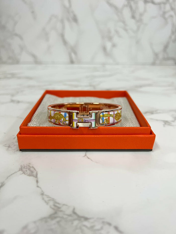 Hermes Clic H Brides de Gala Bayadere bracelet Rose Gol