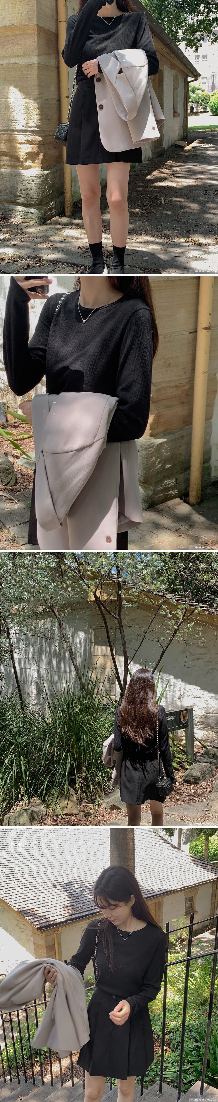 【Cherrykoko自家製】直紋高彈性圓領T-shirt 5色入 (CO1179)