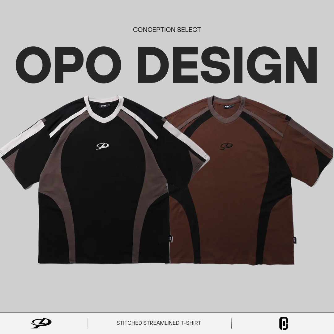 OPO DESIGN 拼接流線 純棉彈性重磅透氣 立體剪裁 短袖