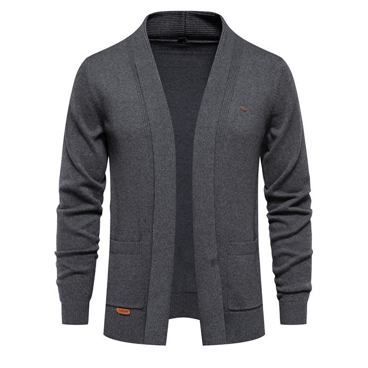 Men's casual business solid color V-neck knitted cardig