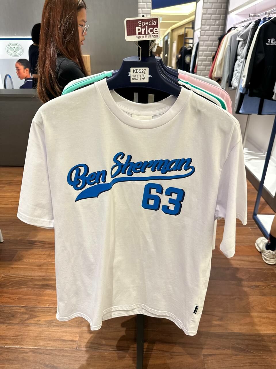 [K] BEN SHERMAN MEN'S LOGO SHORT SLEEVE T-SHIRT,WHITE, BNBTS219M-WHITE (KBS27)