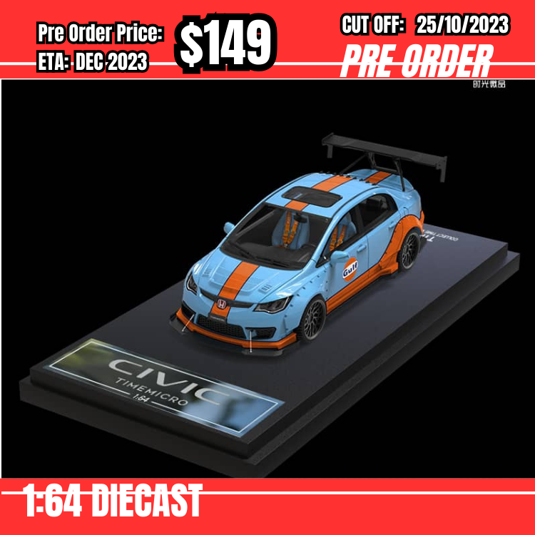 PO-$149 * Time Micro * 1:64 Honda Civic Type R FD2 W...