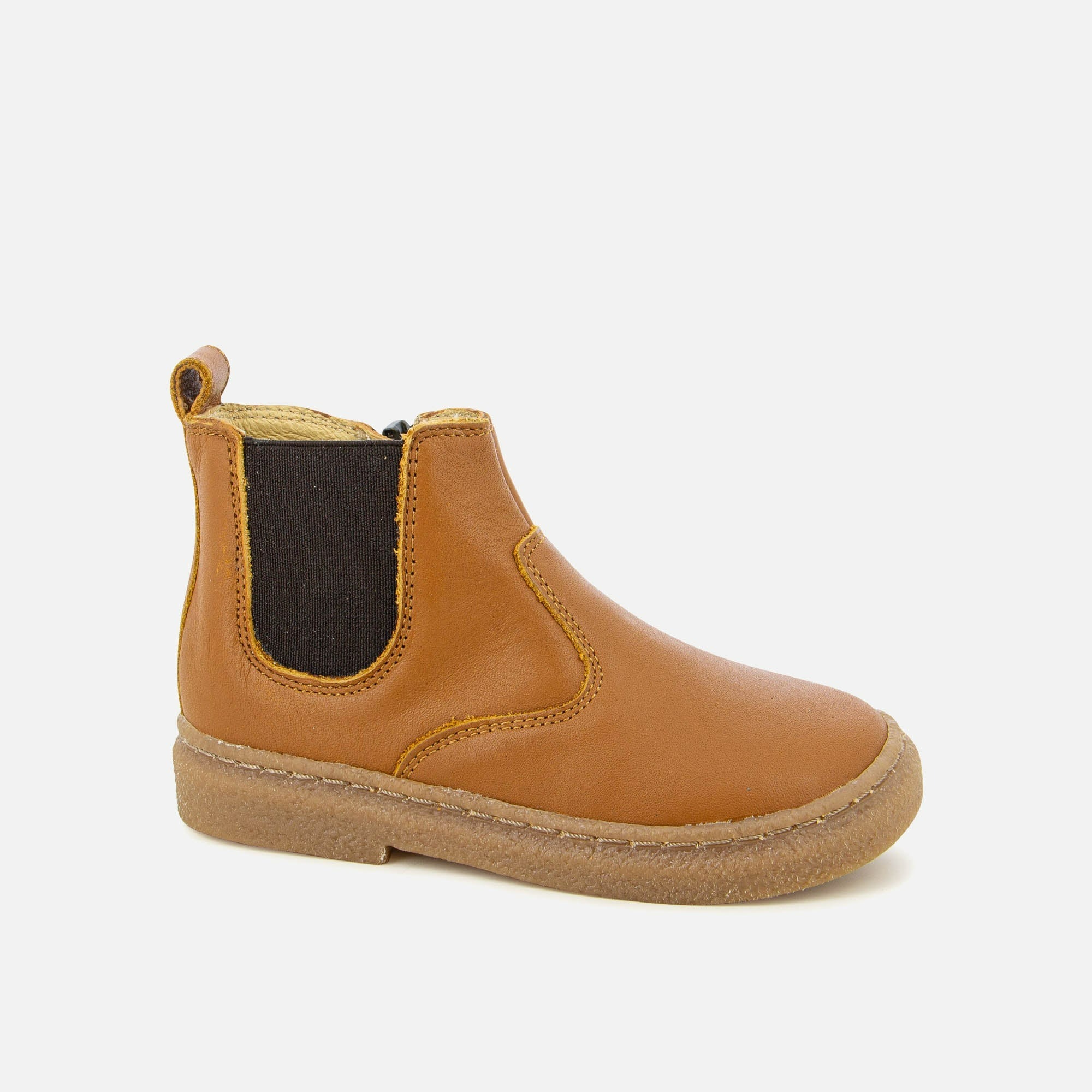 Pom d'Api - 拉鍊皮革學步靴 - Camel