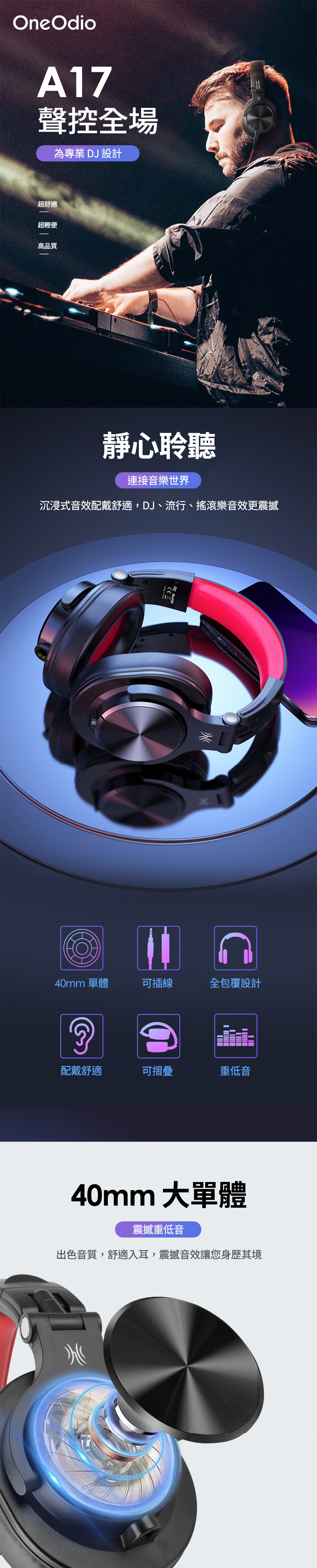 OneOdio A71 DJ監聽耳機