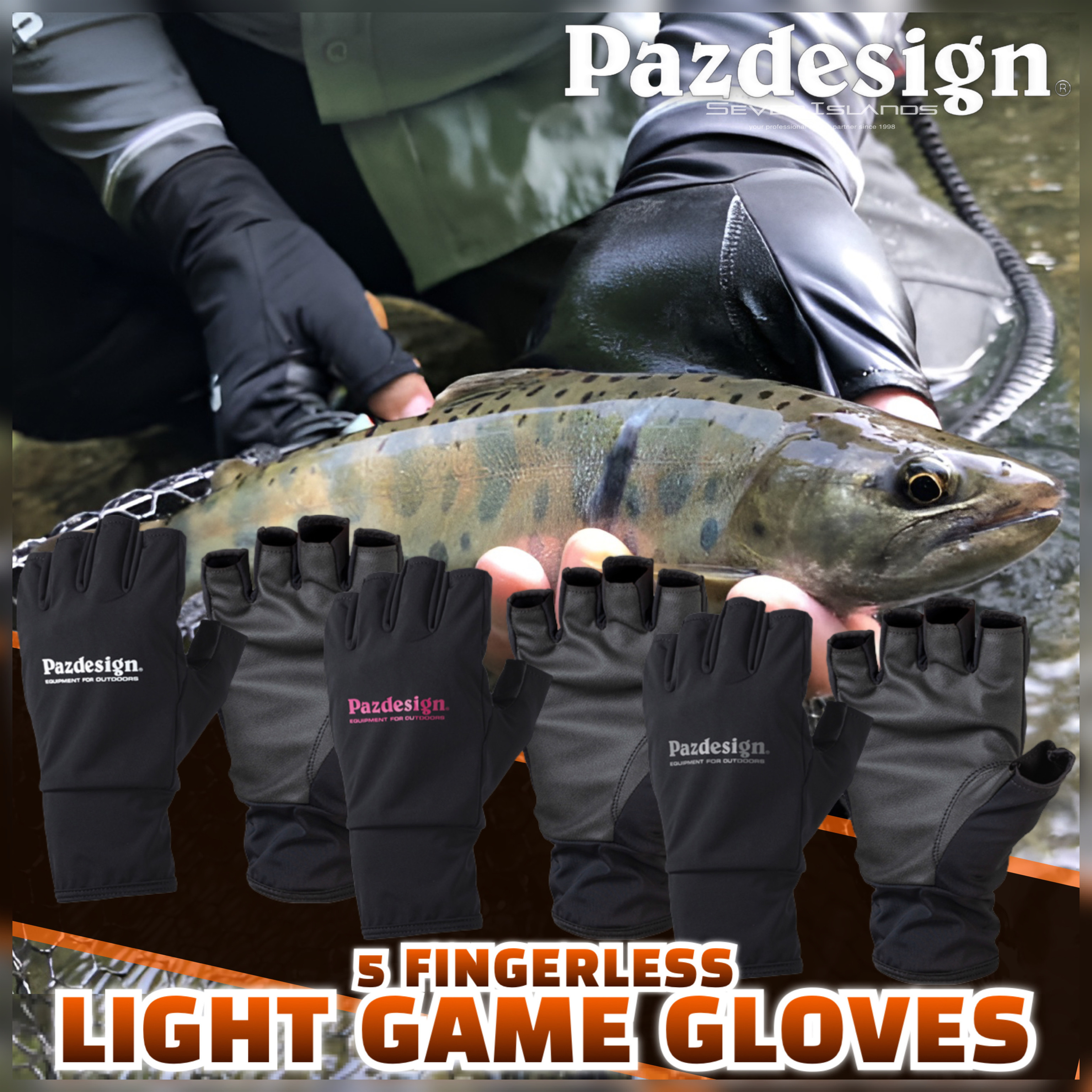 PAZDESIGN 5 Fingerless Light Game Gloves PGV-045