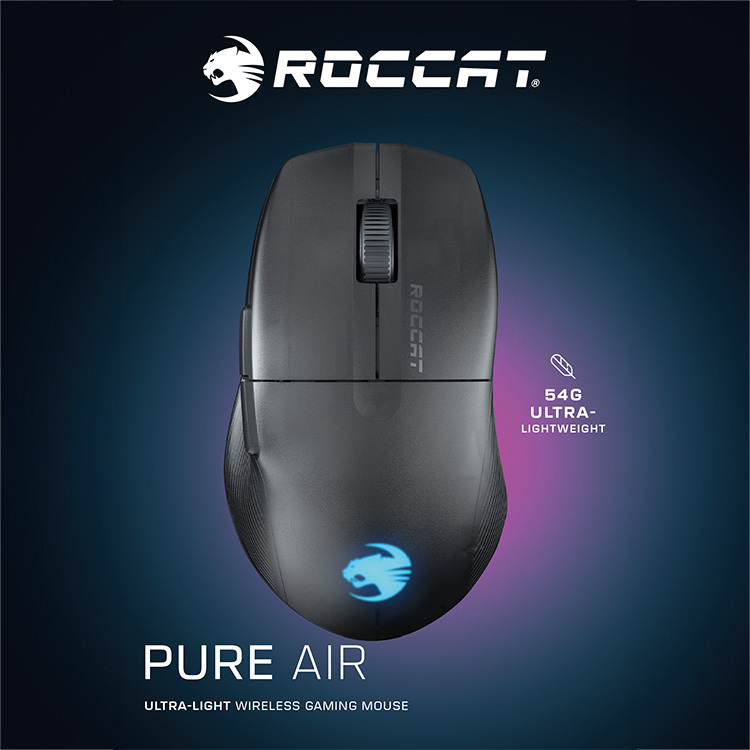 ROCCAT® PURE AIR 無線人體工學 RGB 電競滑鼠
