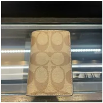 [S] COACH CJ753 ID CARD WALLET SIGNATURE,KHAKI, 195031992803 (SCO582)