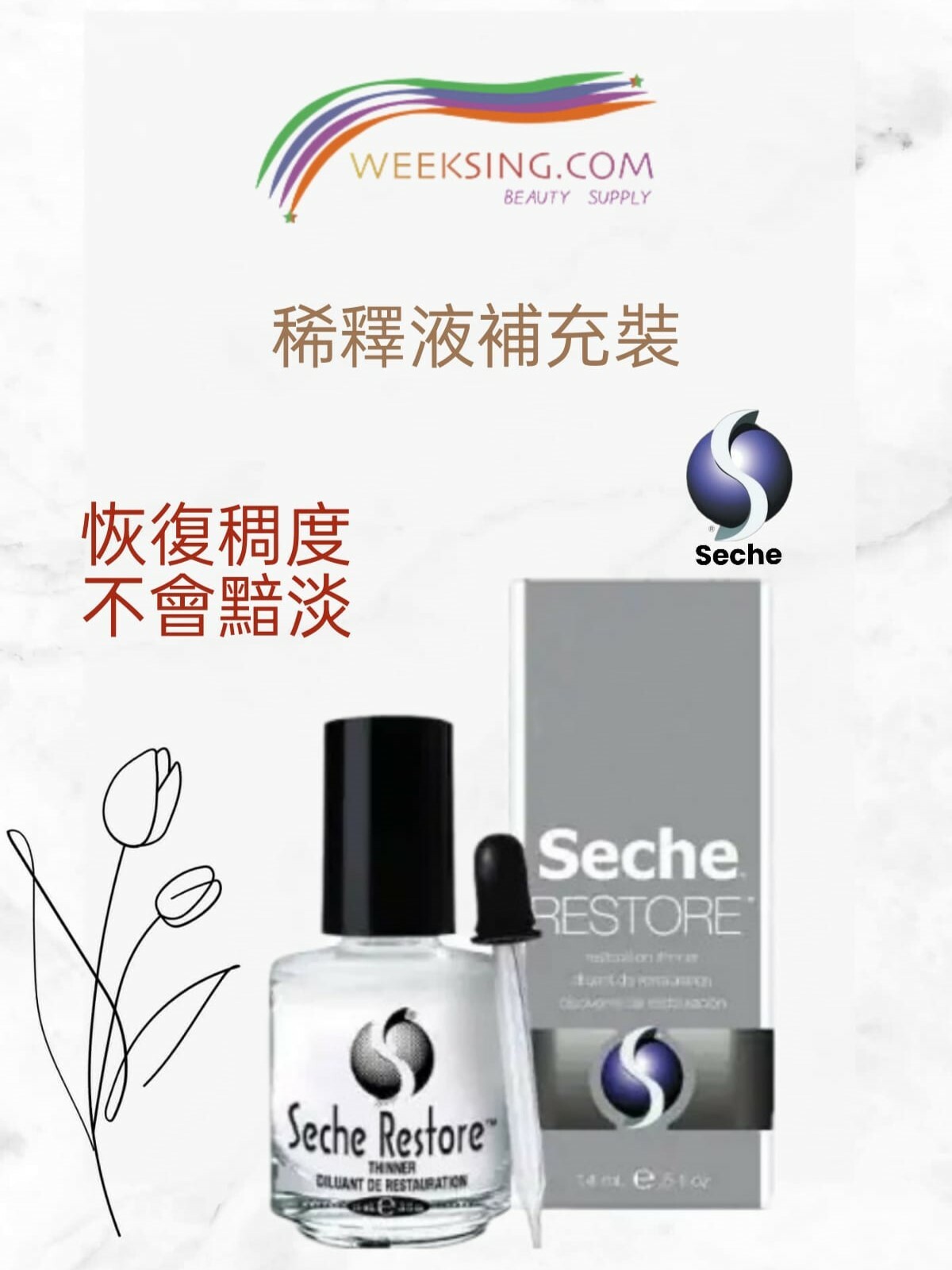 Seche Restore 83053 稀釋液補充裝 14ml / 0.5oz (開封後36個月)