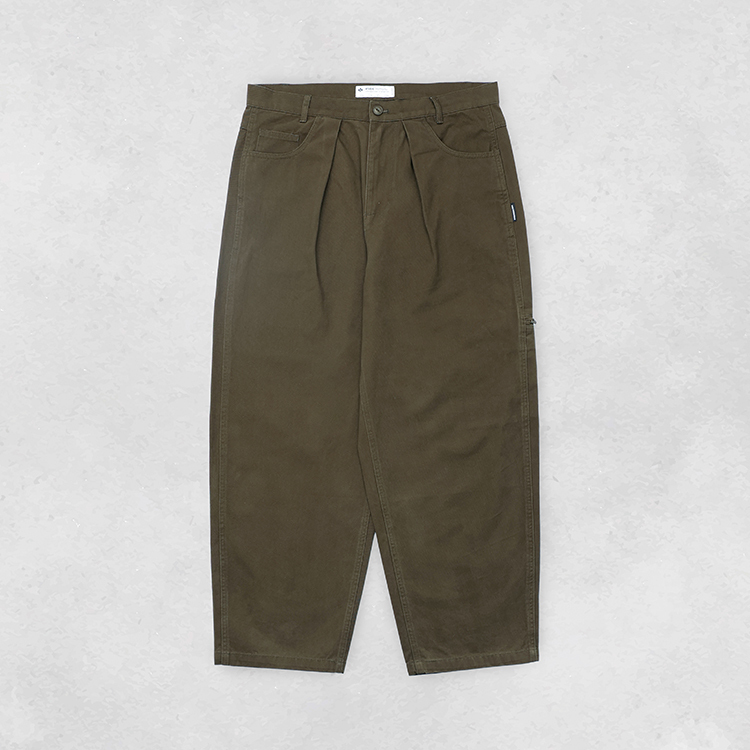 B-SIDE TAPERED WASHED PANTS Brown Army