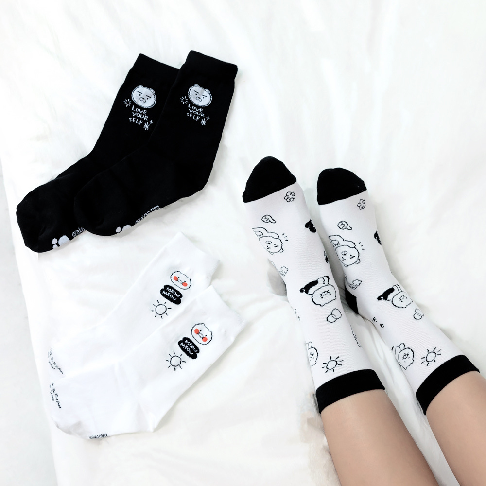 KAKAO FRIENDS Choonsik & Ryan Socks Set 黑白塗鴉系列 襪仔禮盒套裝