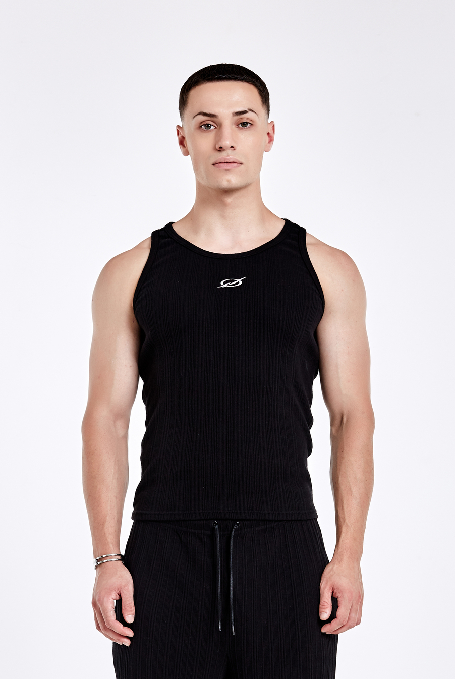 Irregular Logo embroidery Logo Sleeveless - Black