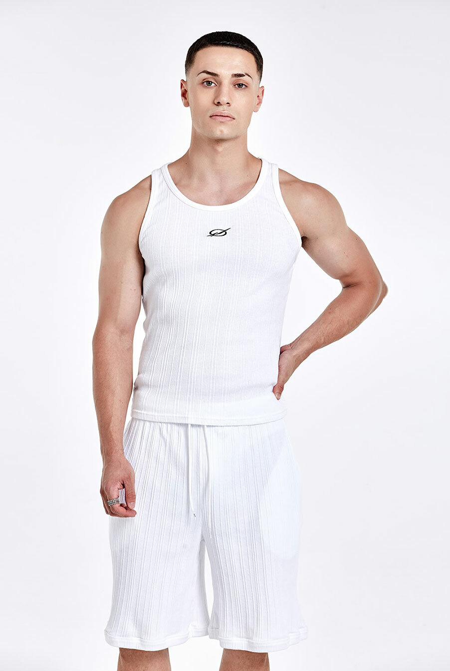Irregular Logo embroidery Logo Sleeveless - White