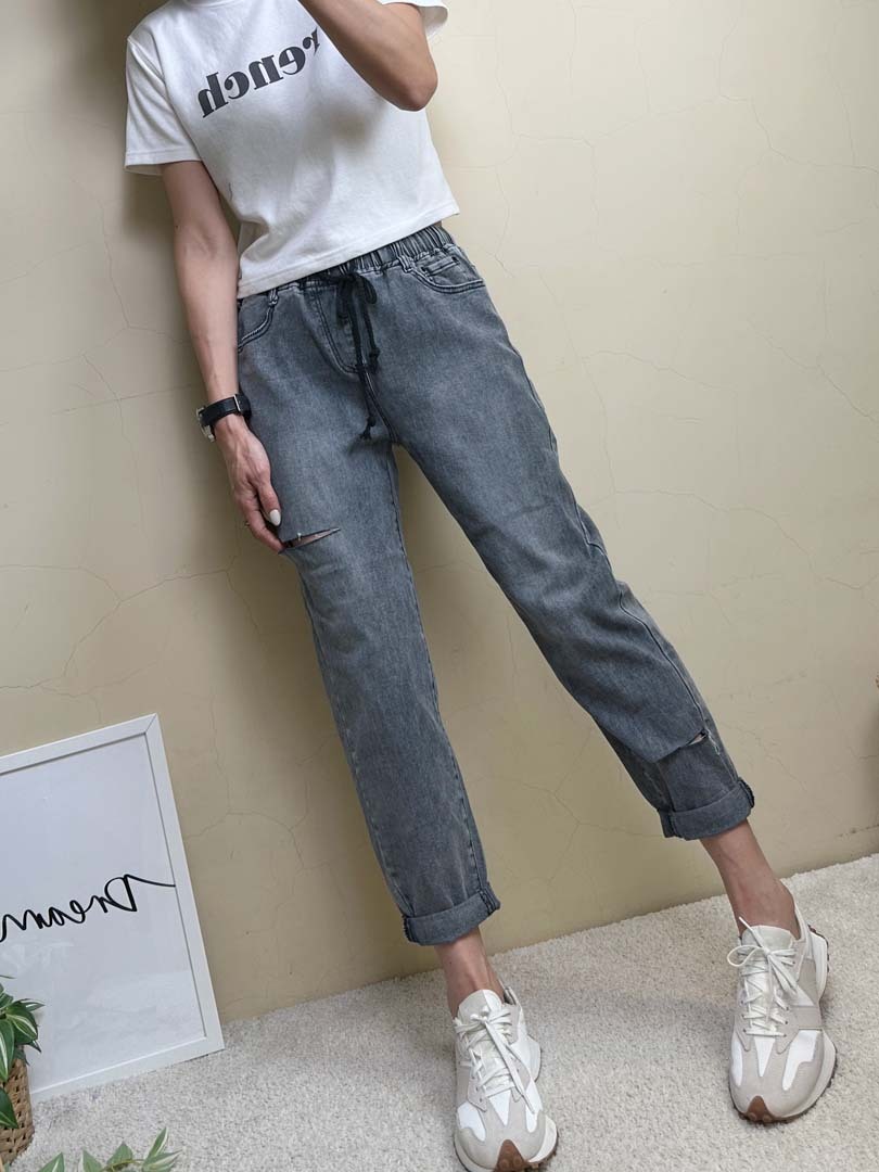 Hi Sisters 愛自己女裝 |個性一點的割破炭灰男友褲|