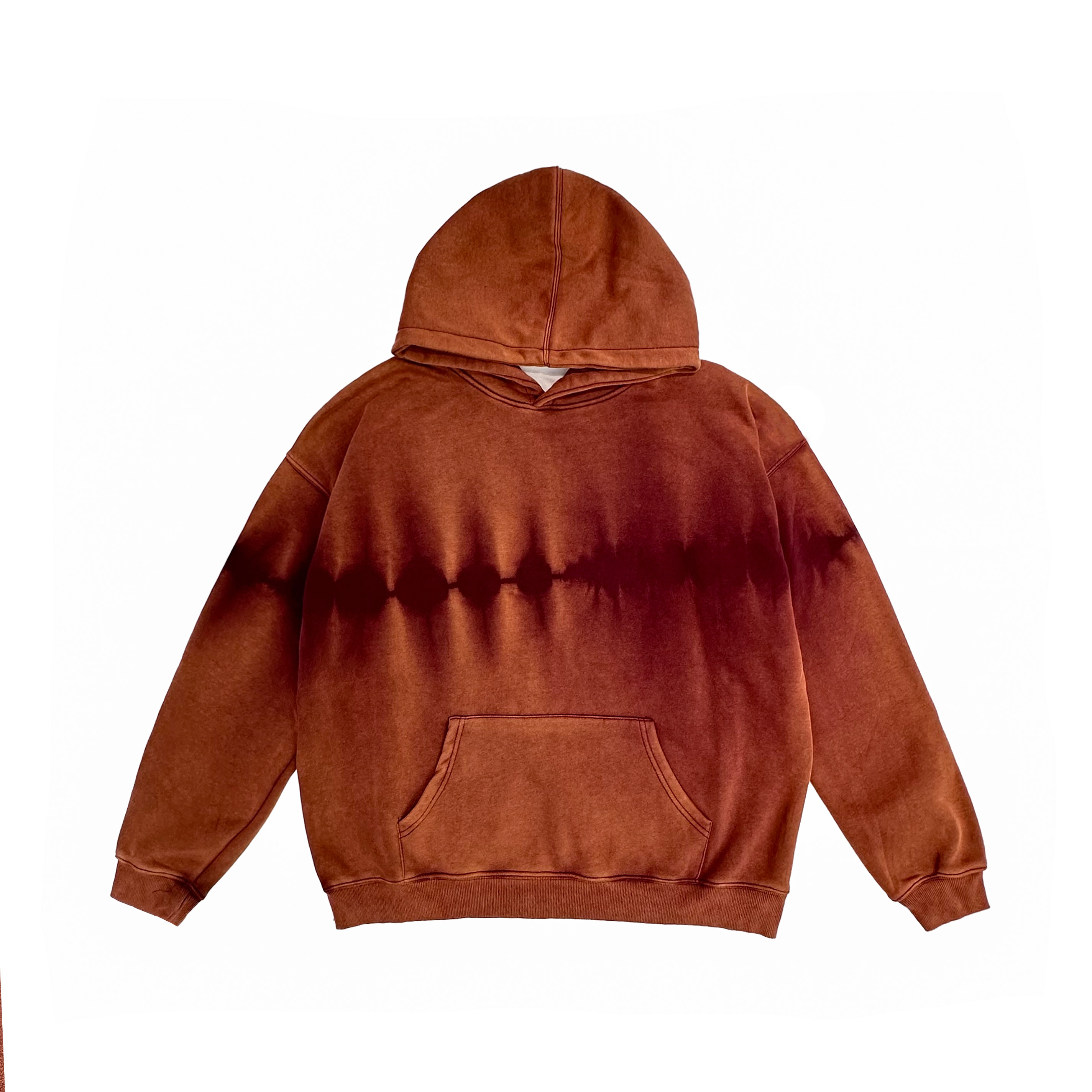 XCTRL 重磅水洗不規則染帽T-棗紅