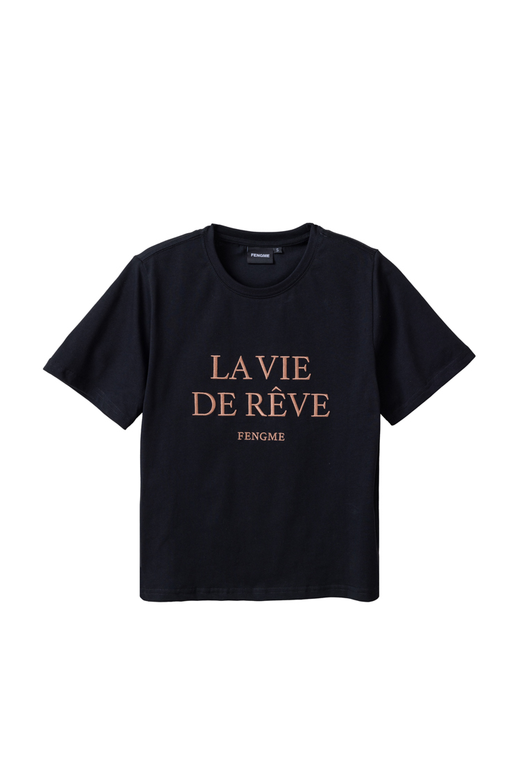 FENGME法式風情女版上衣-黑