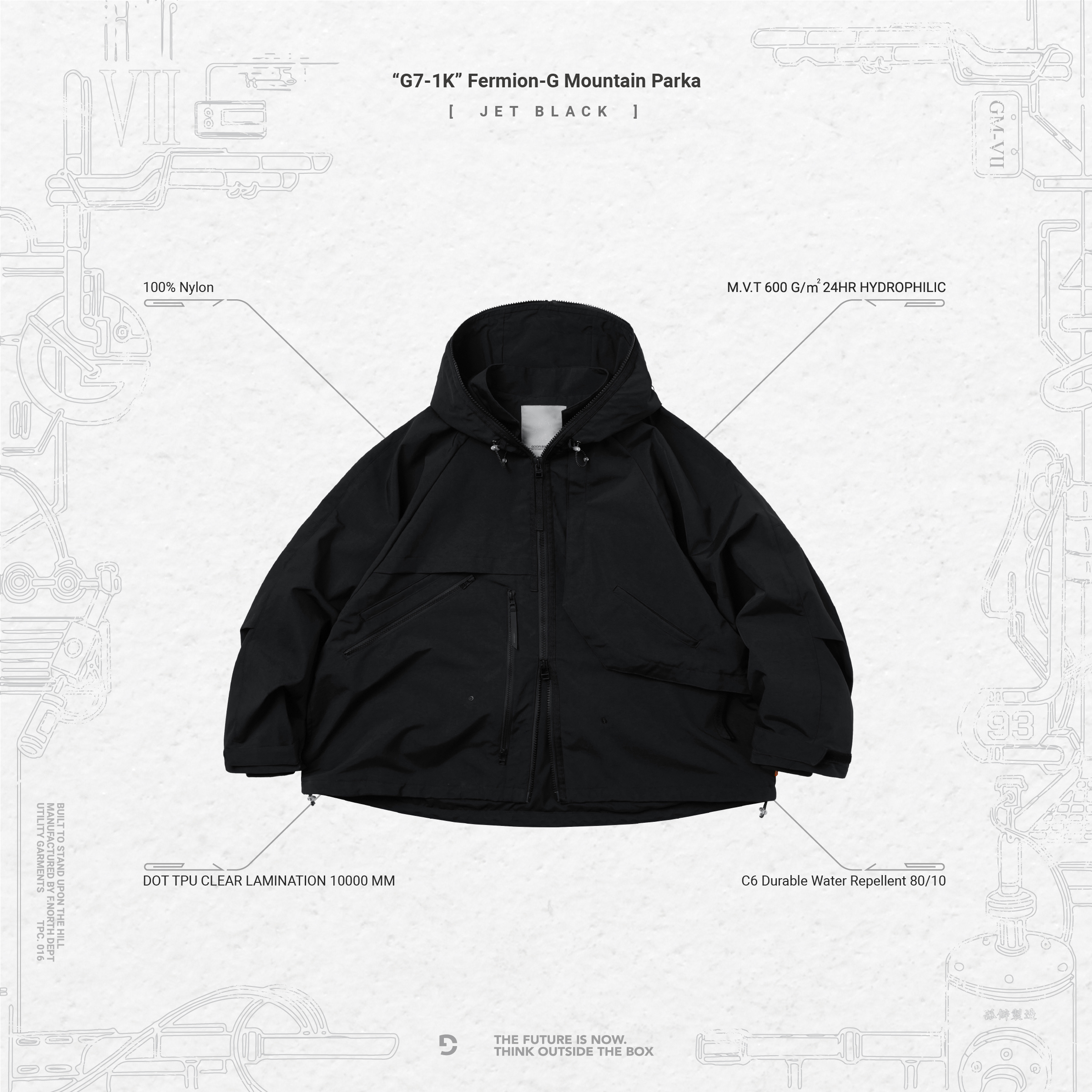 “G7-1K” Fermion-G Mountain Parka - Jet Black