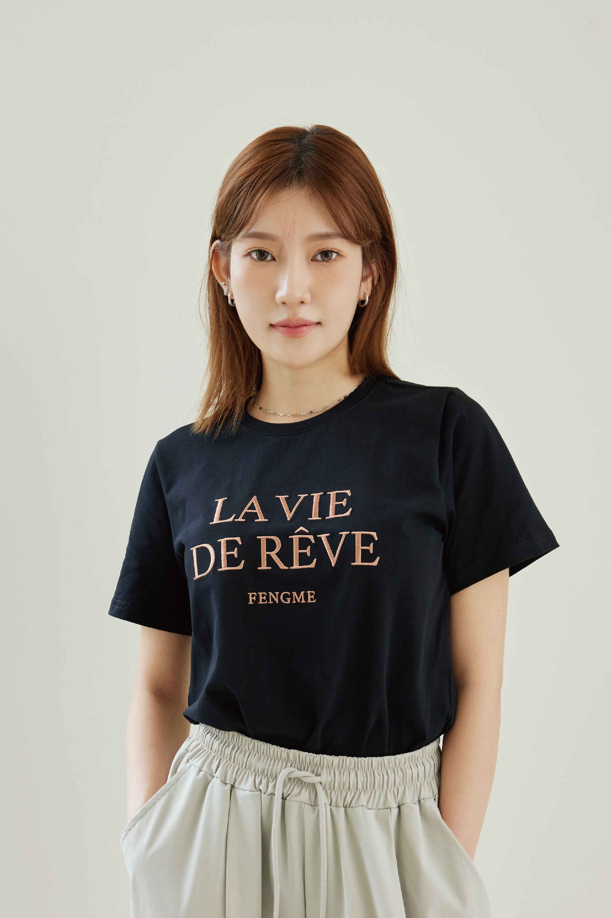 FENGME法式風情女版上衣-黑