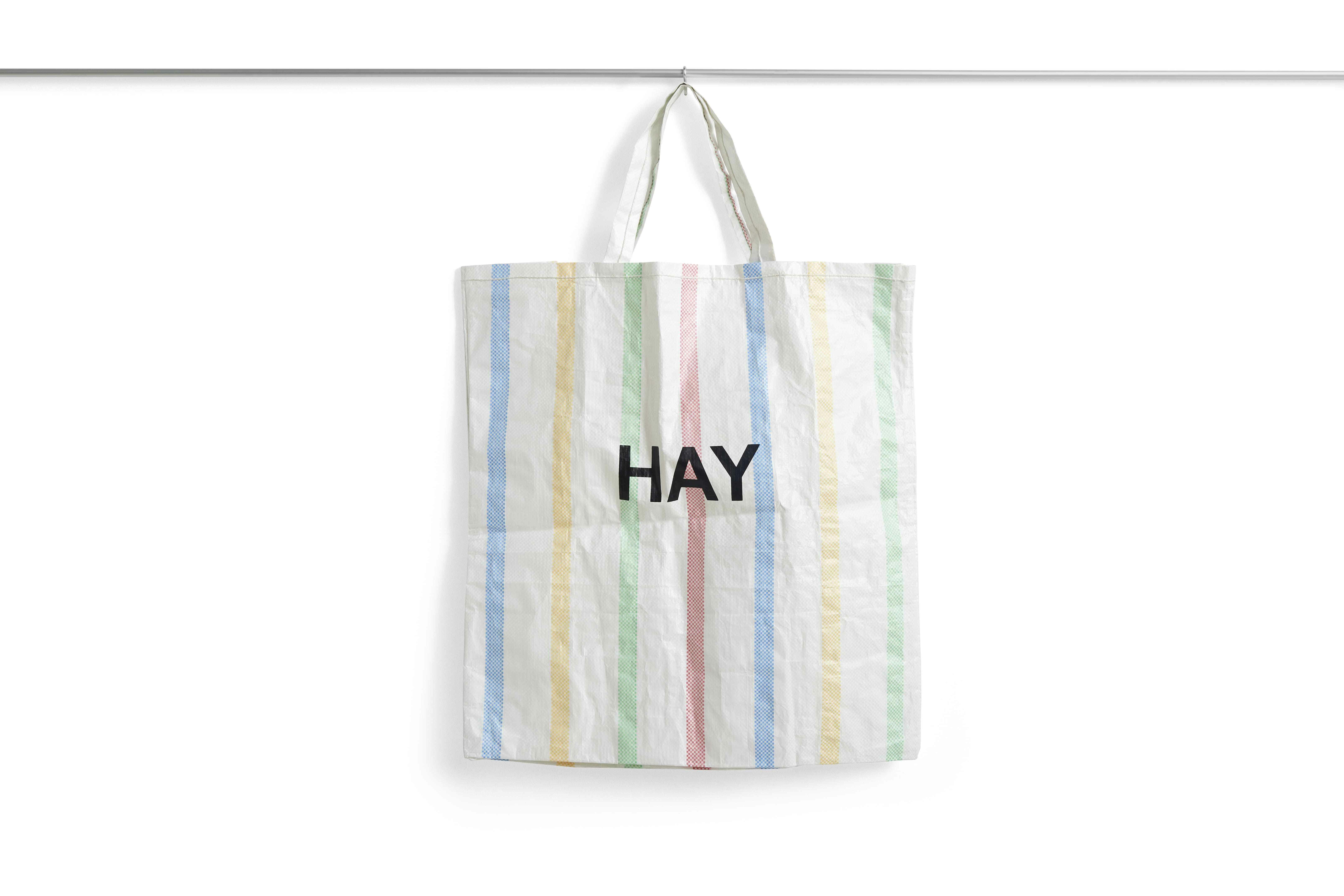 HAY Candy Stripe Bag XL｜大容量回收材質環保提袋｜防潑水購物袋