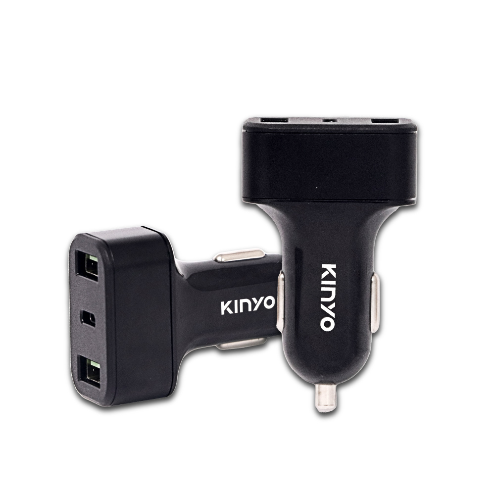 【KINYO】2 USB+Type-C車用充電座 (CU-8077)