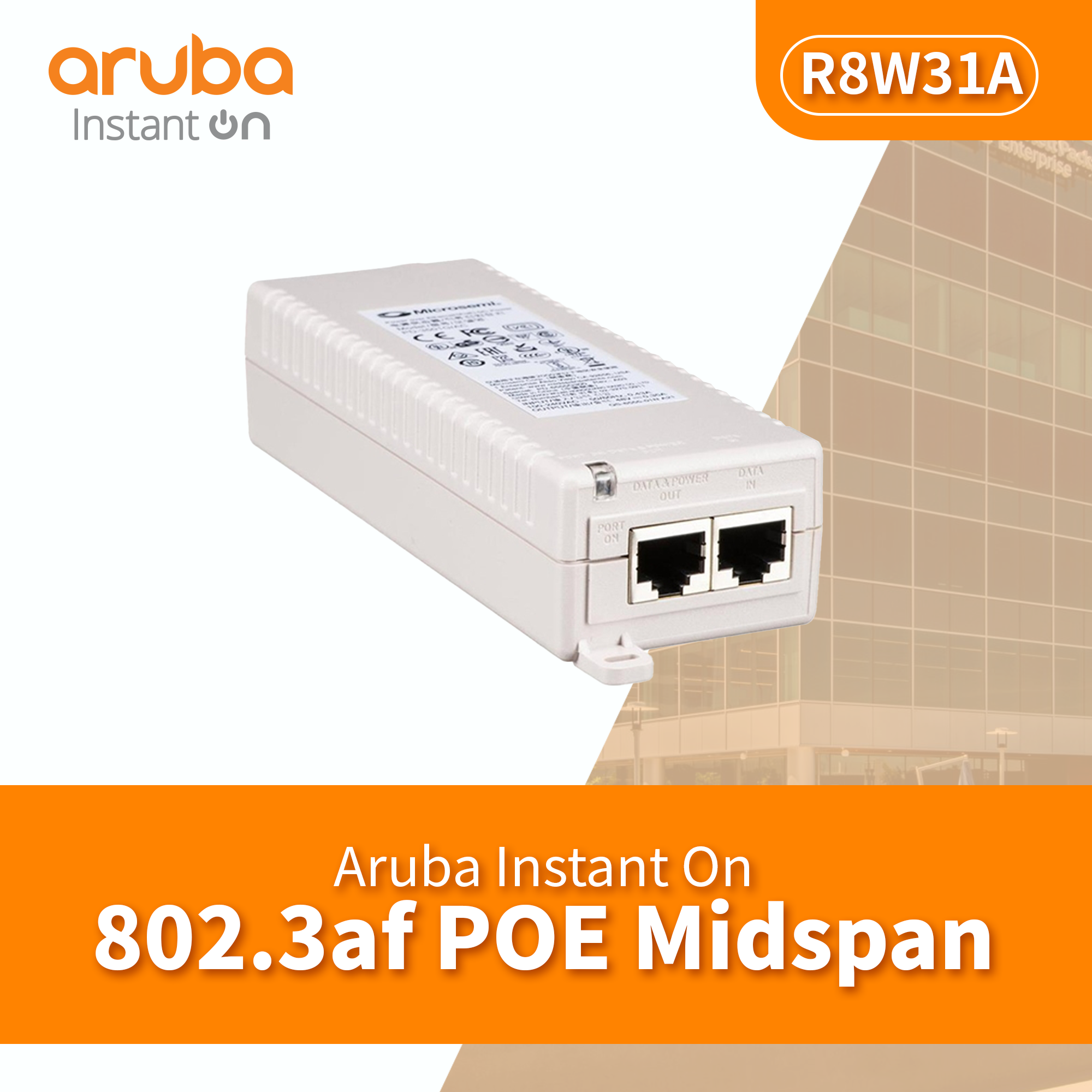 HPE 專賣店 】Aruba Instant On 802.3af POE Midspan｜R8W31A