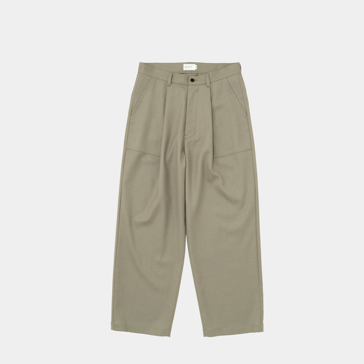 STILL BY HAND - Wool Saxony one tuck pants / KHAKI BEIG