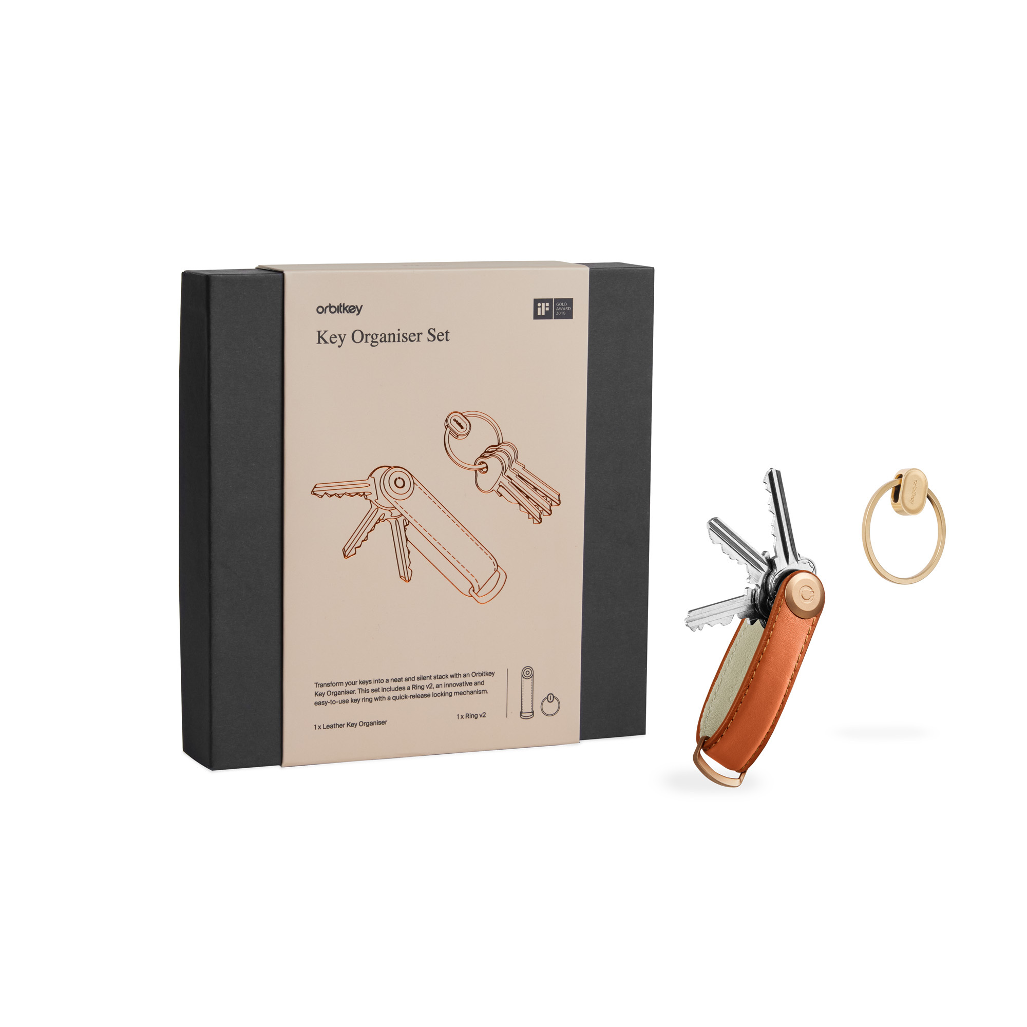 Orbitkey | Key Organizer Set - Leather + Ring v2