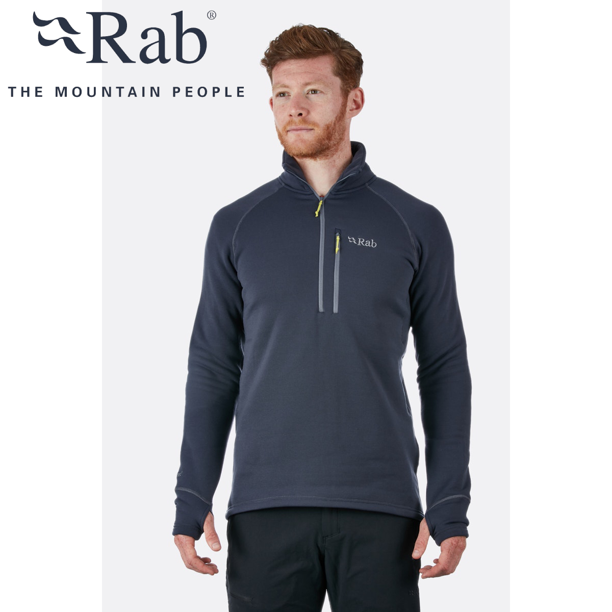 Rab Power Stretch Pro Pull-On 男款半門襟保暖排汗衣 鯨魚灰 QFE-62-BEL