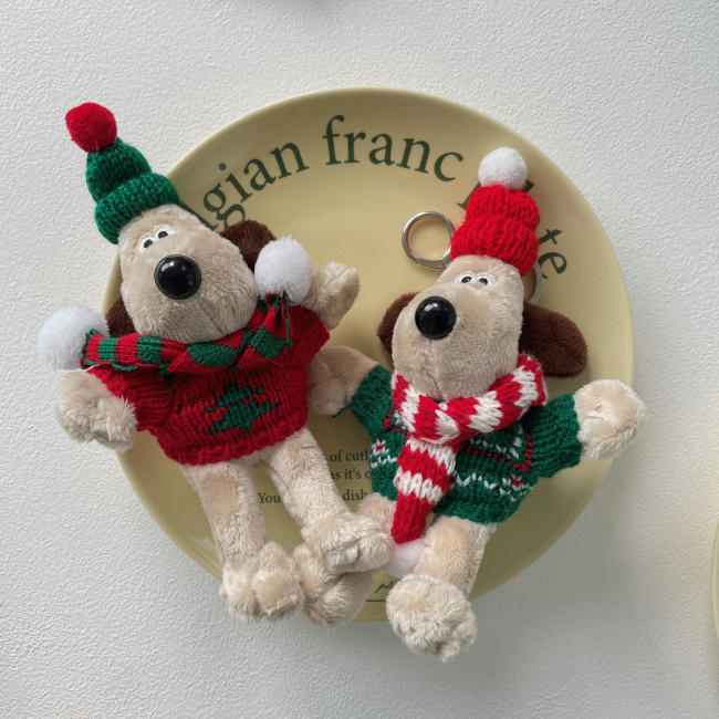 Christmas Green Knit Gromit Doll Keyring 聖誕綠毛衣 掌門狗公仔鎖匙扣