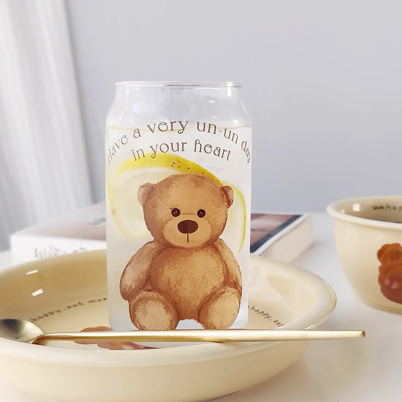 BRACKET TABLE Teddy Bear Beer Glass Cup 小熊啤酒玻璃杯