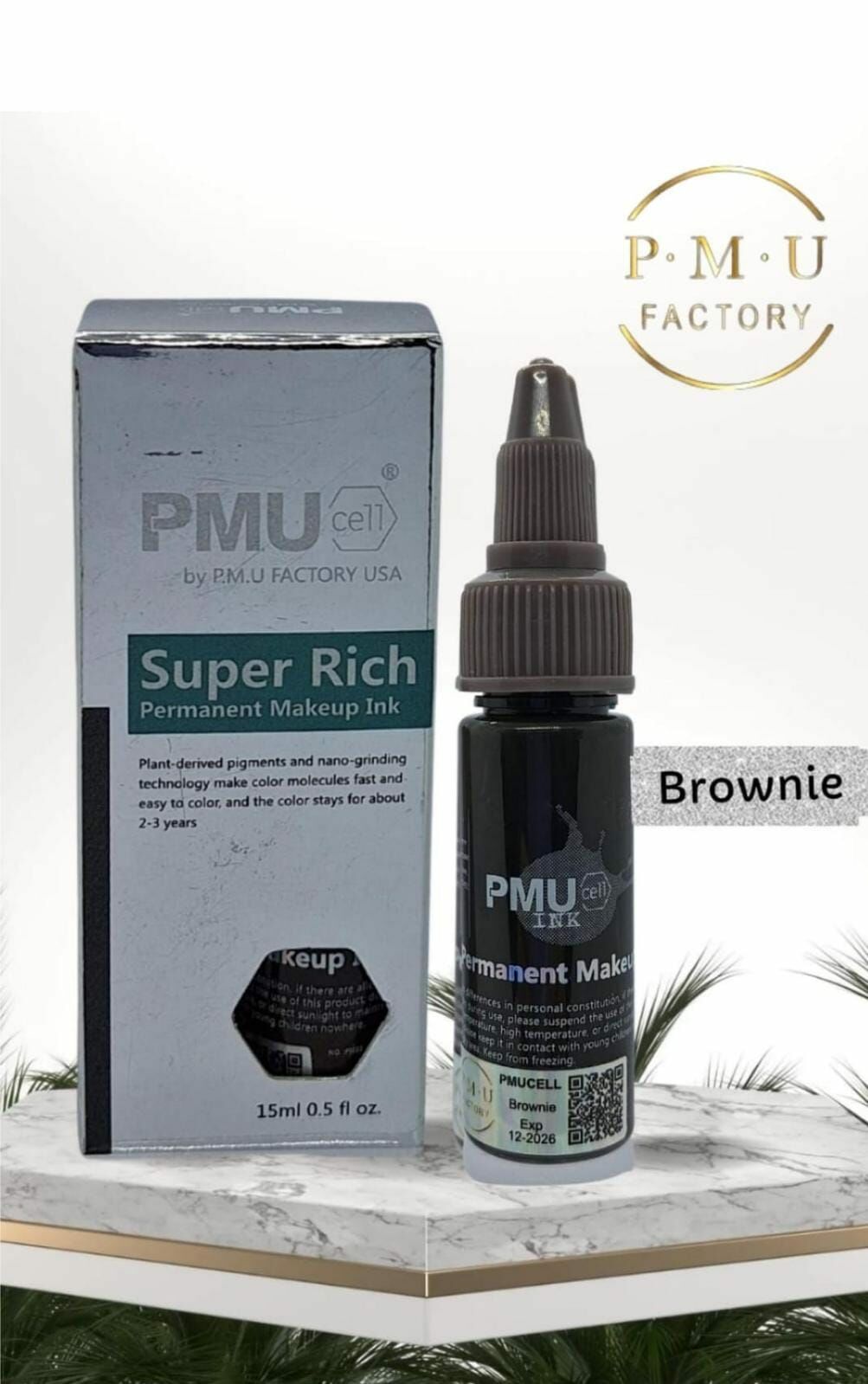 P.M.U FACTORY超級濃郁永久化妝墨水15ml 0.5 fl oz BROWNIE