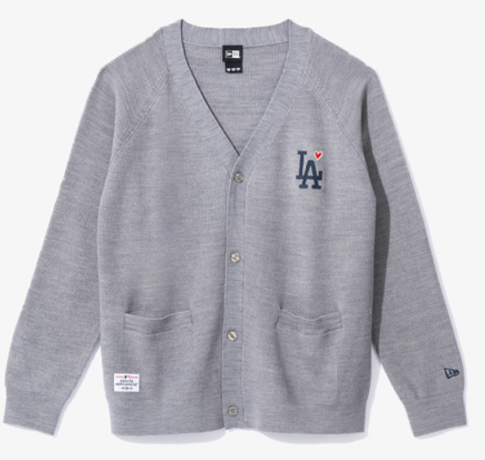 [K] NEW ERA MLB LA DODGERS CARDIGAN,HEATHER GREY, 13781113-HGY (KNE125)