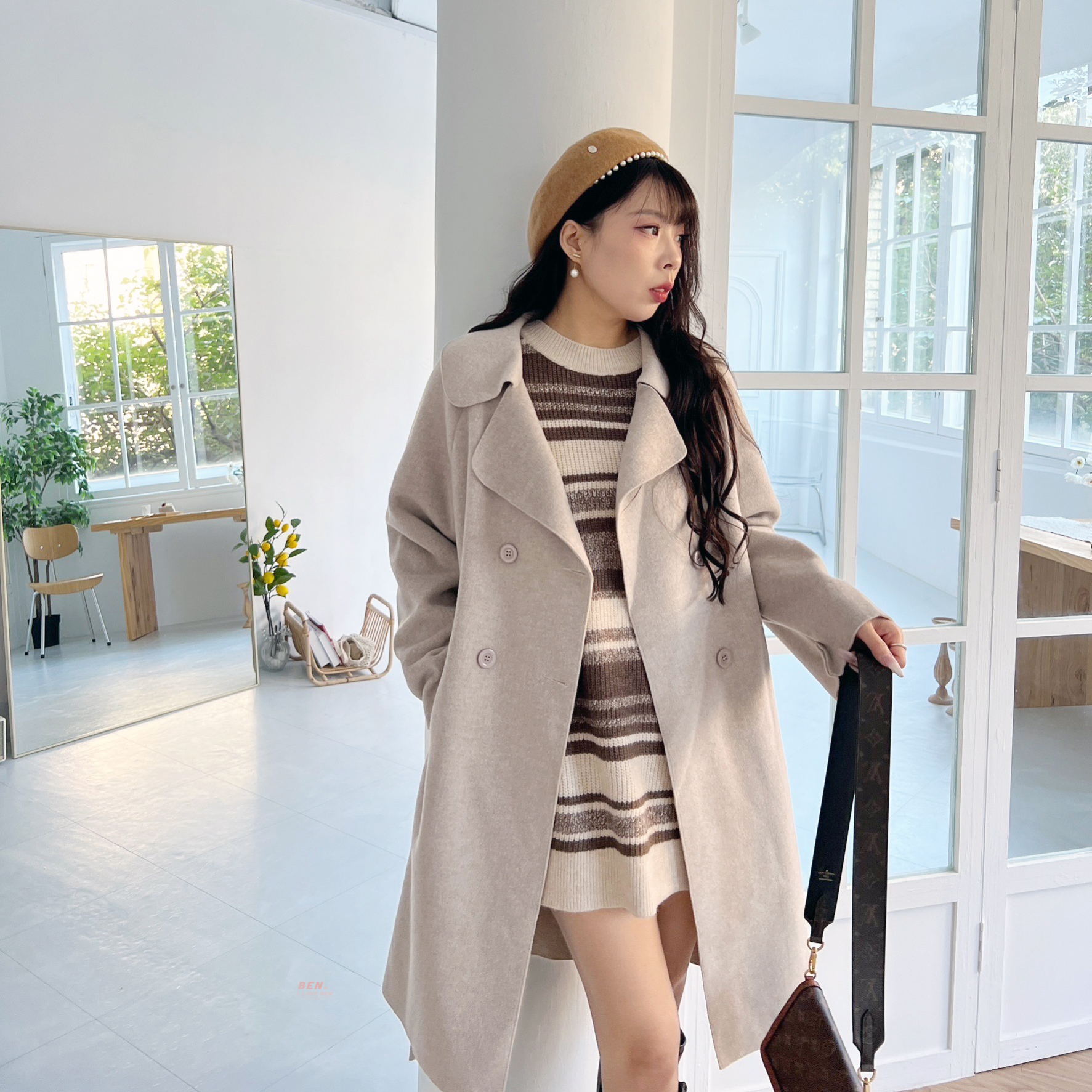 溫暖長版羊絨大衣 【EL-3632】