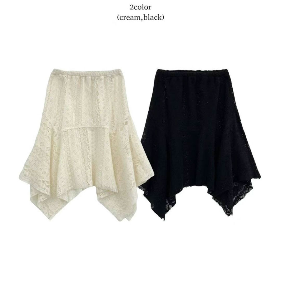 Irregular lace skirt(BLACK)