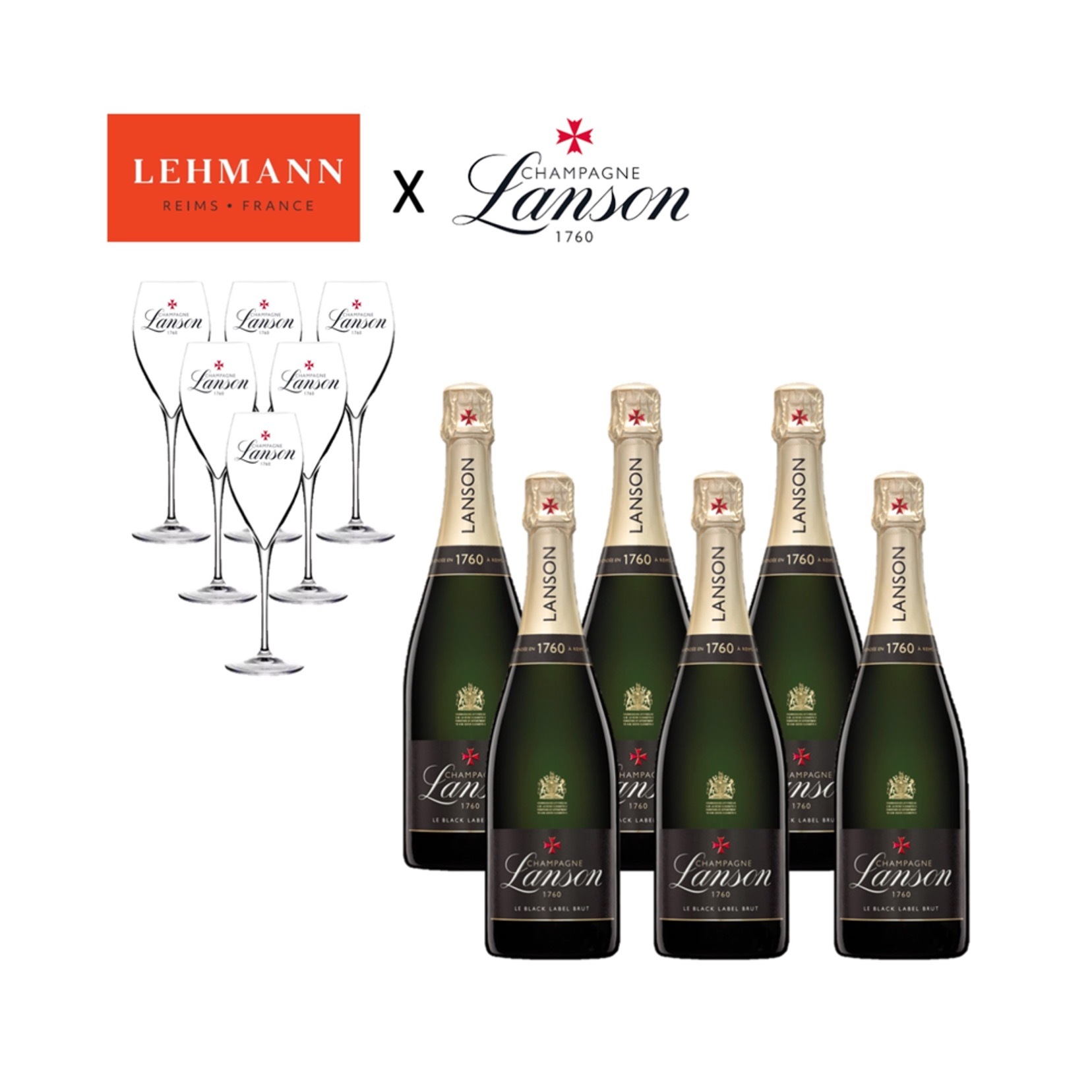 Champagne Lanson Le Black Label Brut NV (Gift Box Set)