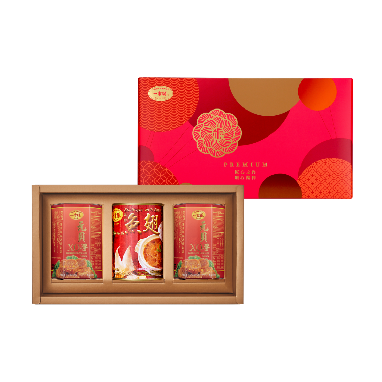 【一吉膳】圓悅暖心禮盒-元貝魚翅420g+元貝XO醬260g*2入｜安心食品．送禮第一選擇