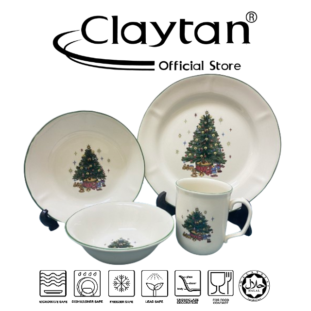 Claytan 4 PCS SINGLE Set (1Pax) Lead Safe Ceramic Tableware Microwave ...