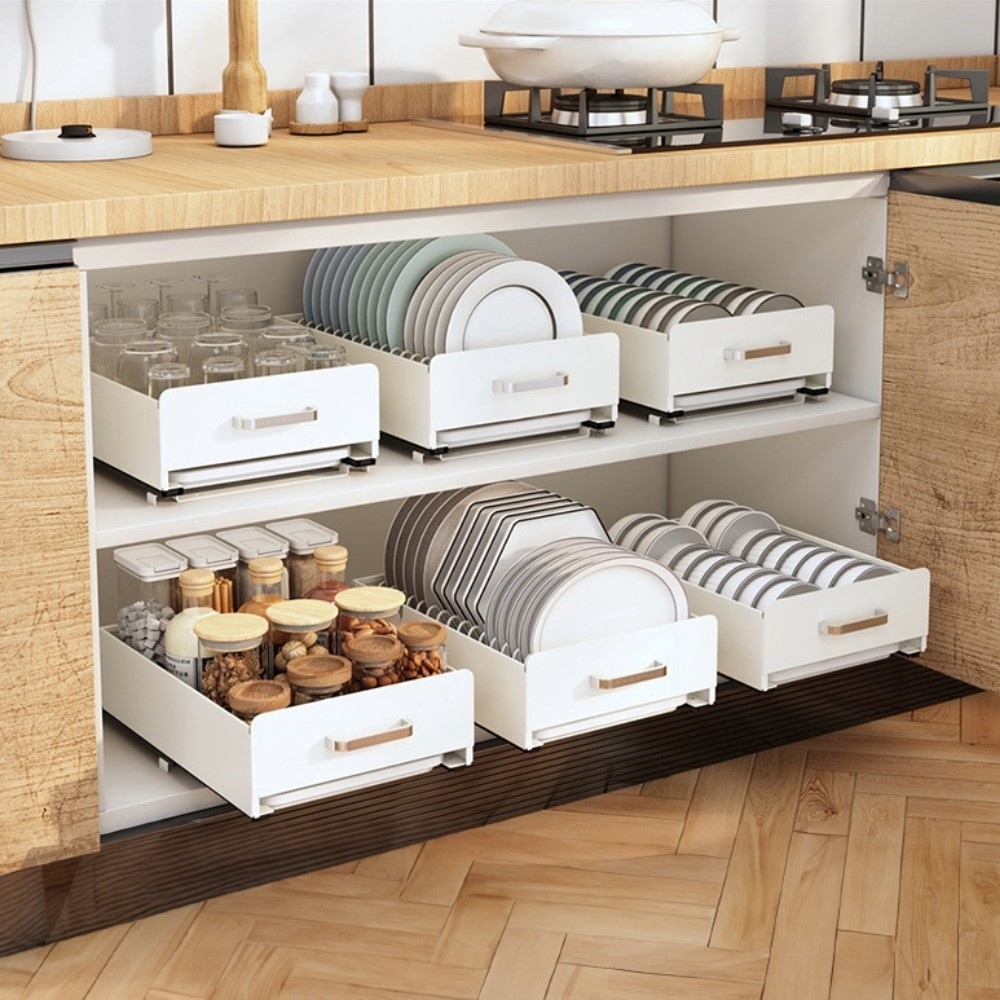 【AOTTO】免組裝廚房抽拉收納置物架(KC-034)