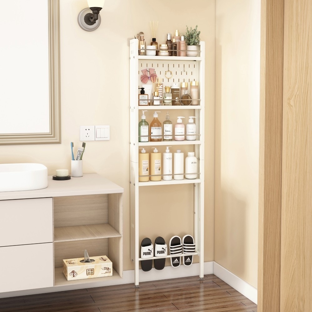 【AOTTO】免打孔門後落地四層收納置物架(KC-035)