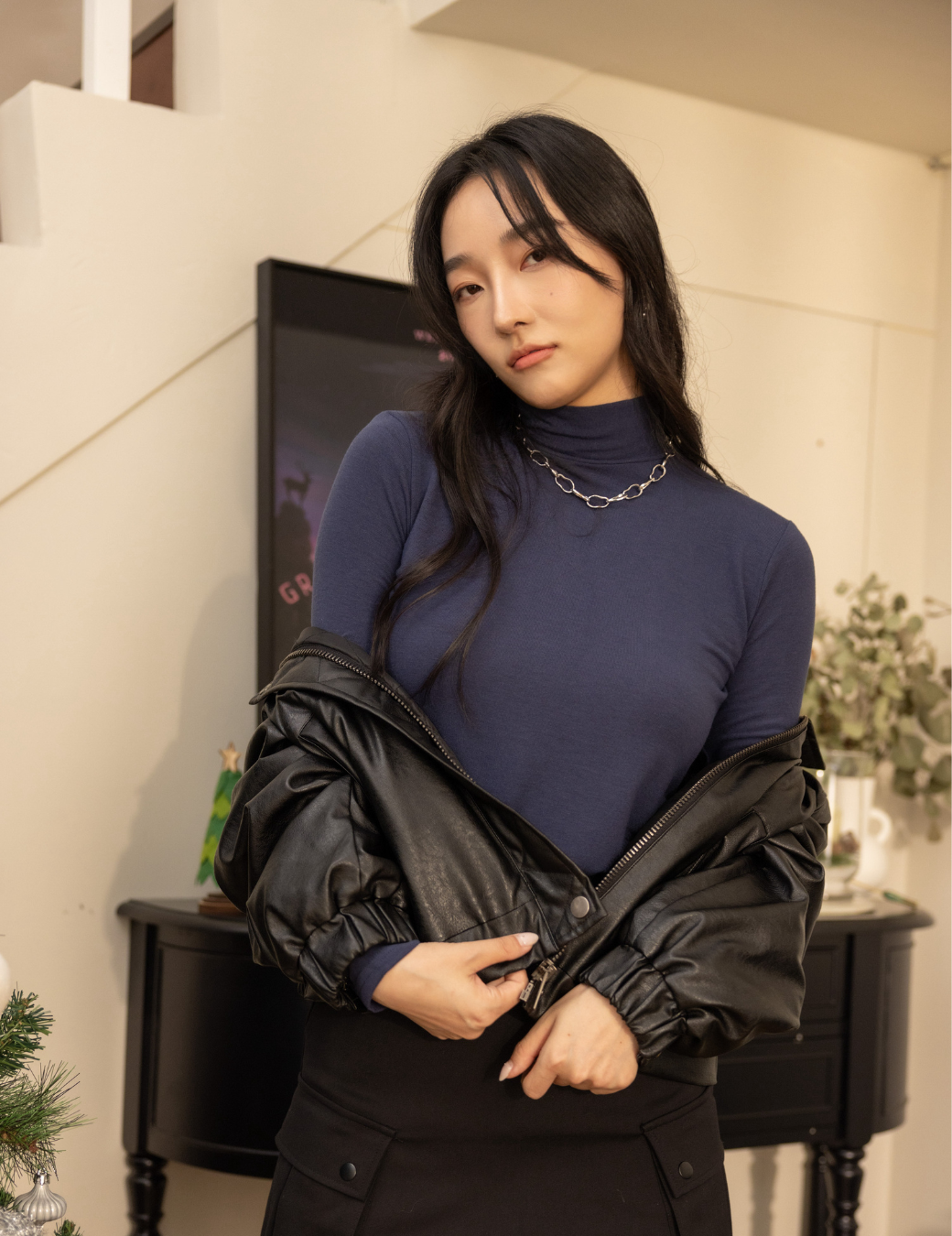 Mock Neck Cashmere Base Layer Top (4 Colors)