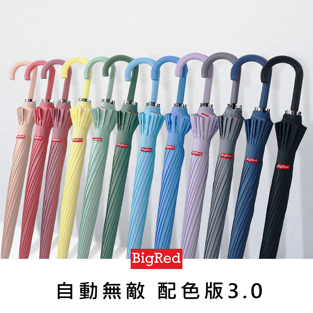《BigRed 自動無敵 配色版 3.0》25吋自動直傘-雨傘王UmbrellaKing，全台雨具專業品牌