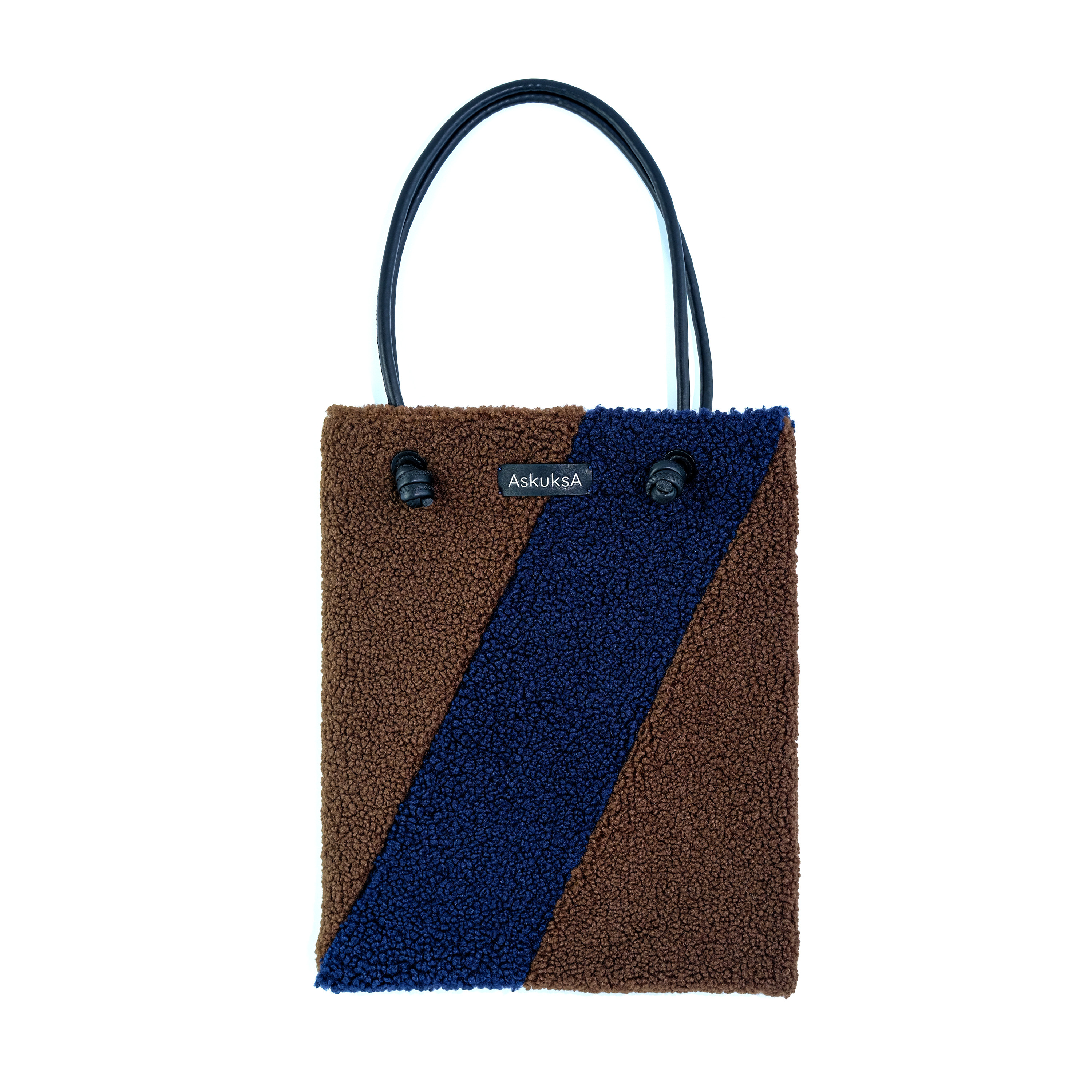 T for Triangle 棕色和海軍藍小號單肩袋 托特包