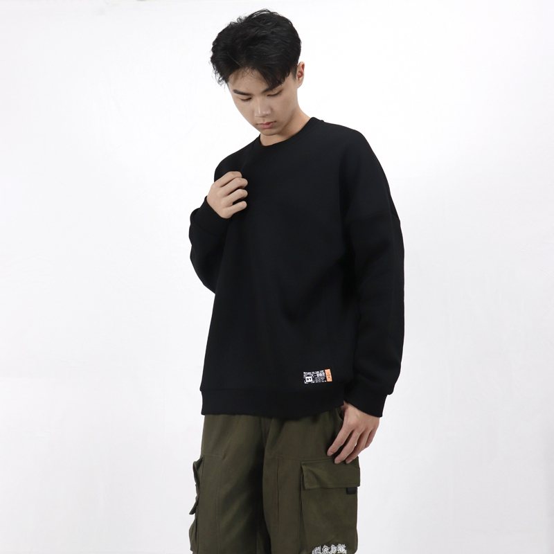 RETOP 質感剪裁落肩大學T 黑| RETOP原創潮流服飾品牌