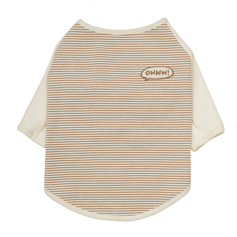 OWWW Studio x Blueberry 聯名有機棉條紋T-Shirt（棕色）