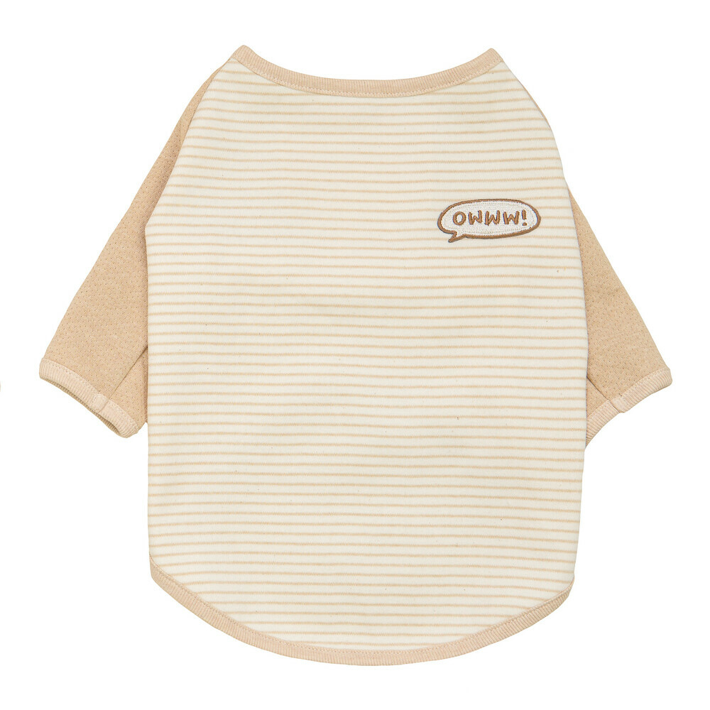 OWWW Studio x Blueberry 聯名有機棉條紋T-Shirt（米棕色）