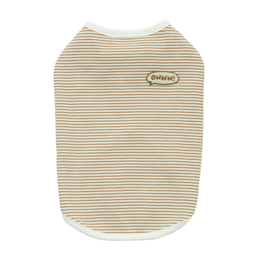 OWWW Studio x Blueberry 聯名有機棉無袖背心（細棕色條紋）