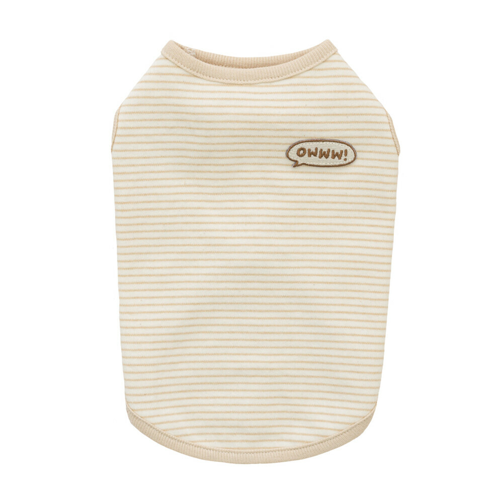 OWWW Studio x Blueberry 聯名有機棉無袖背心（米棕條紋）