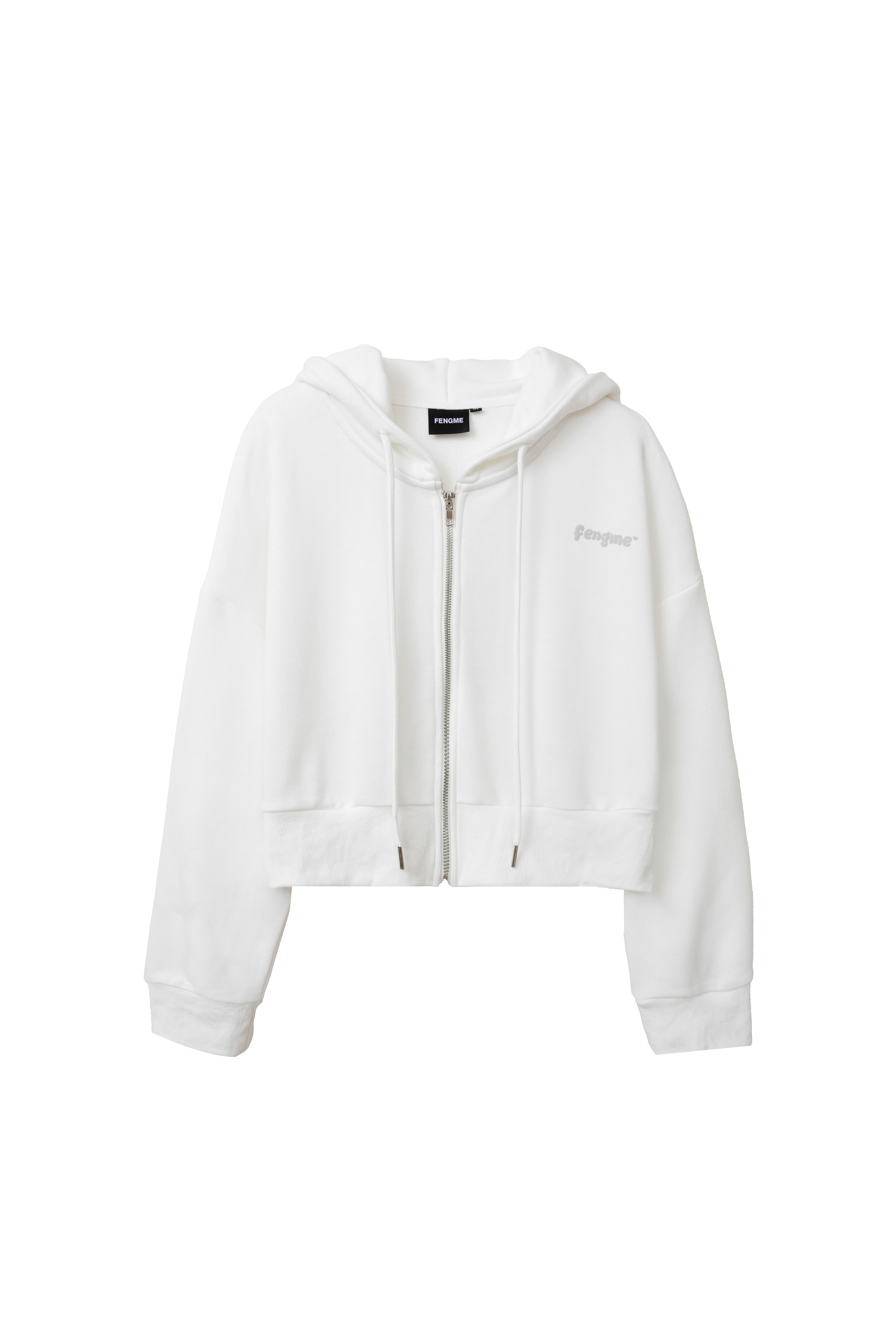 FENGME x 紀卜心 發泡心心短版連帽外套 - 白
