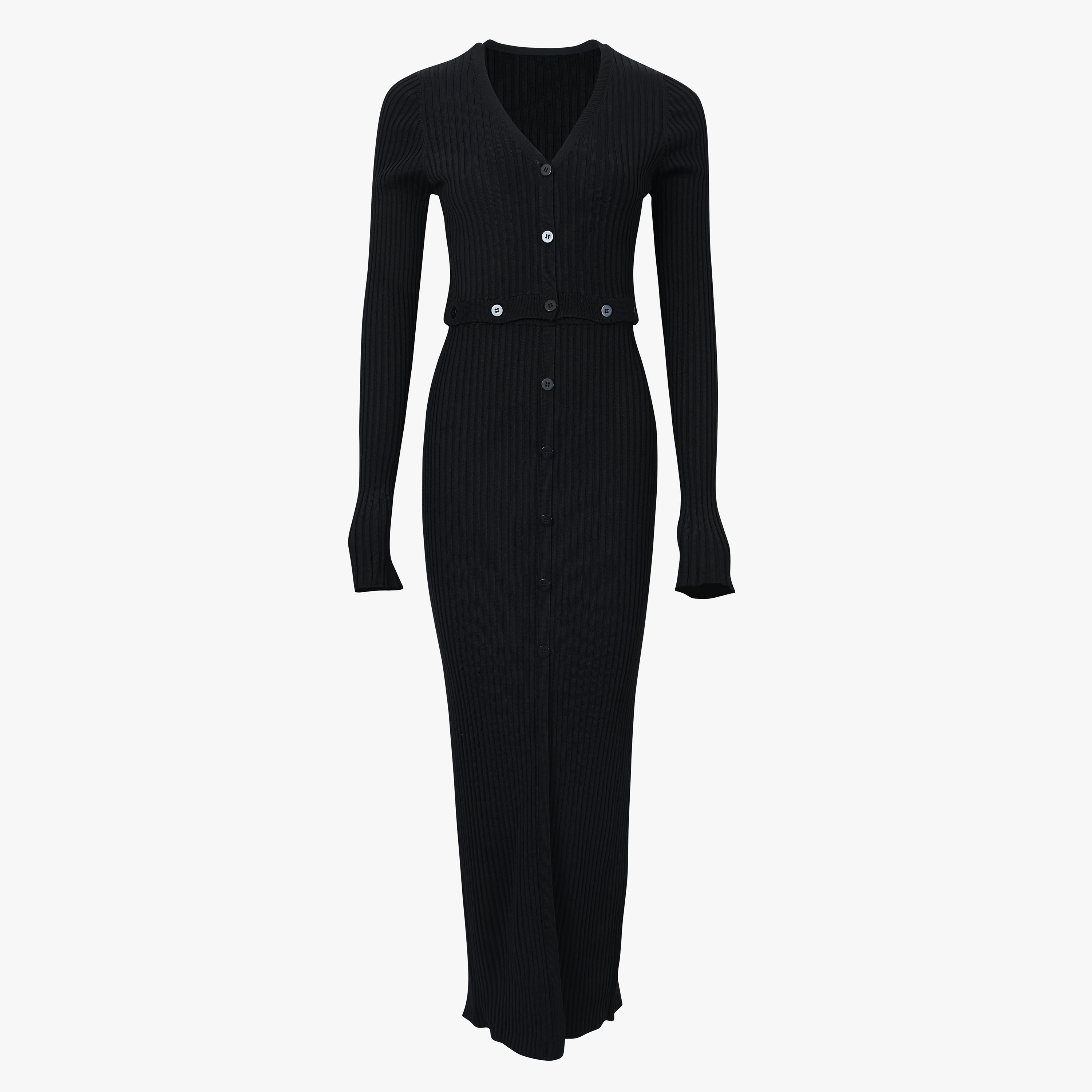 Black Ribbed-Knit Two Ways Dress