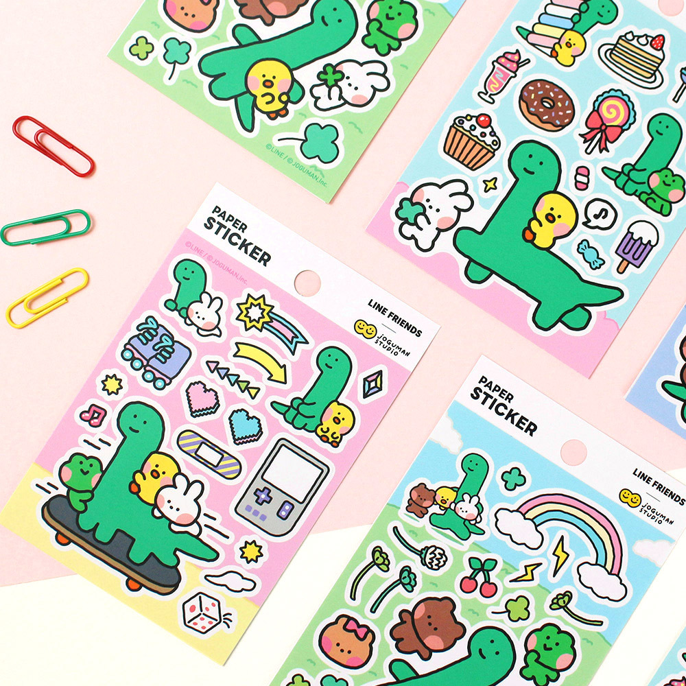 JOGUMAN STUDIO x LINE FRIENDS Paper Sticker 小恐龍與朋友 貼紙