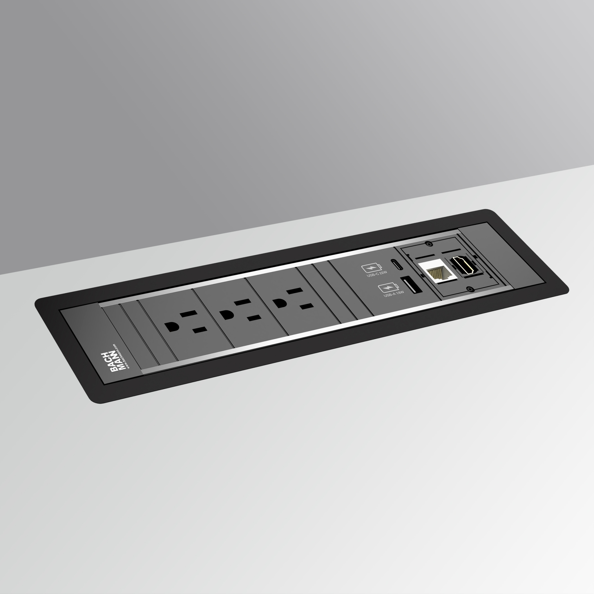 BACHMANN Power Frame 崁入式電源｜嵌入桌面・整齊無痕的專業模組系統